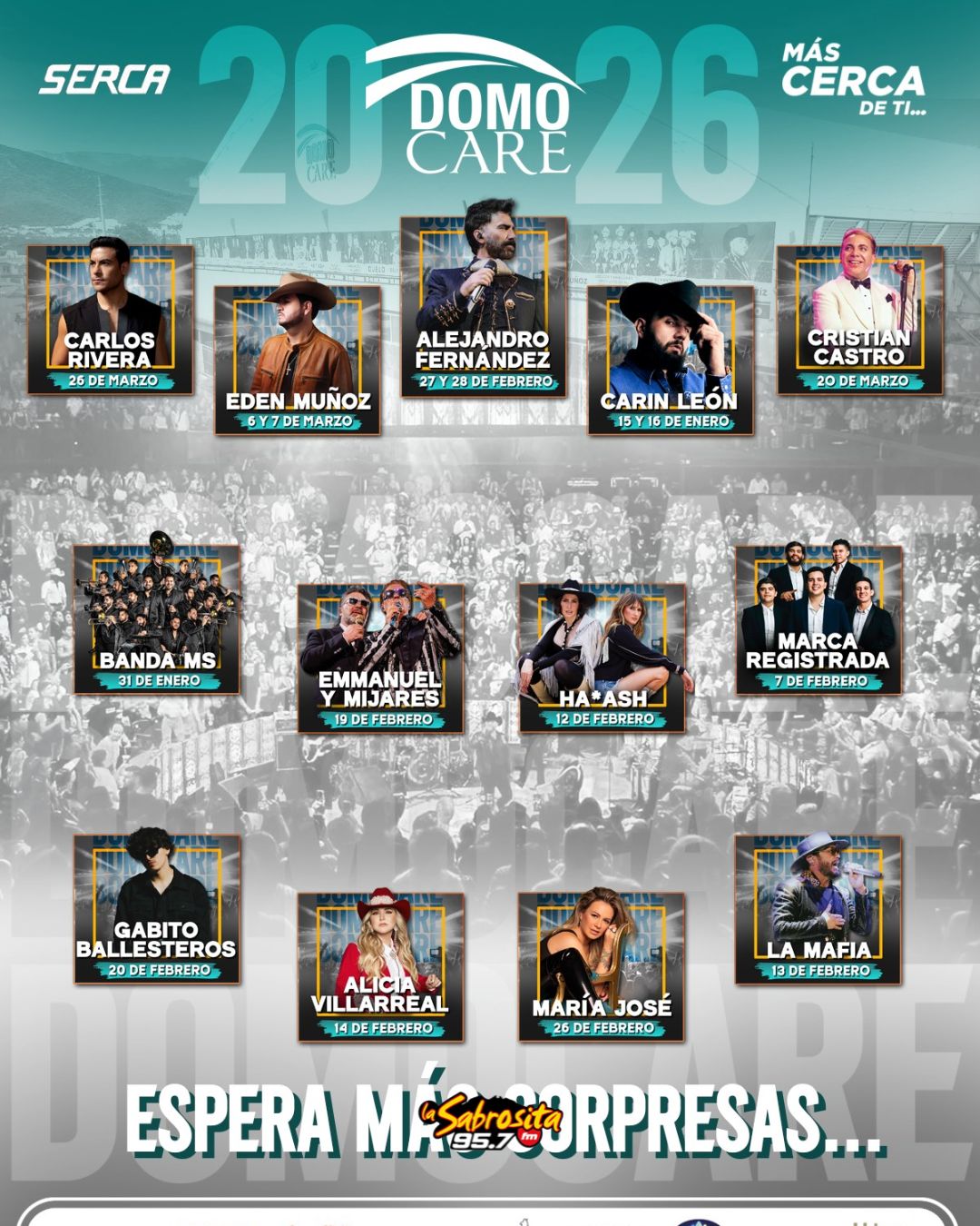 Domo Care presenta su cartelera 2026 con grandes conciertos de enero a ...